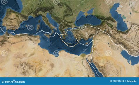 Aegean Sea Plate Outlined Fahey Satellite Stock Illustration Illustration Of Tectonic Ridge
