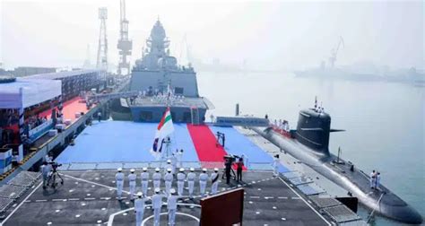 India Simultaneously Commissions New Submarine And Surface Combat Ships