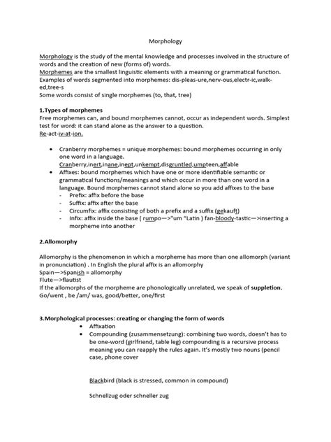 Morphology Pdf Word Morphology Linguistics