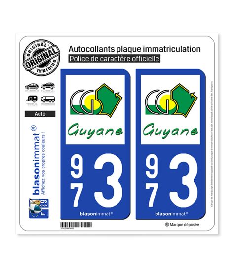 973 Guyane Département Autocollant Plaque Immatriculation®
