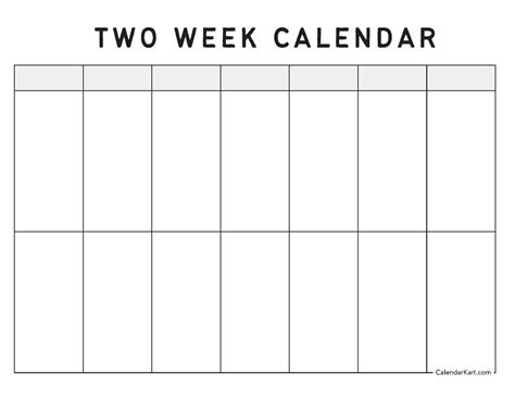 Free Printable Two Week Calendar Template
