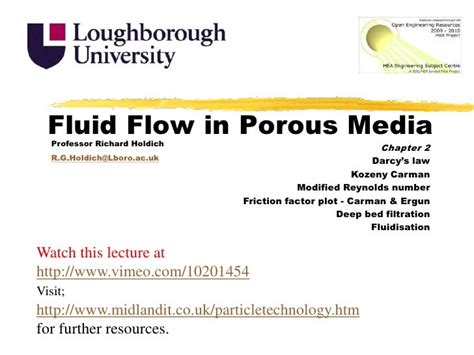 Particle Technology Fluid Flow In Porous Media