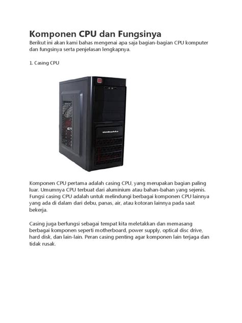 Komponen Cpu Dan Fungsinya Pdf Komputer