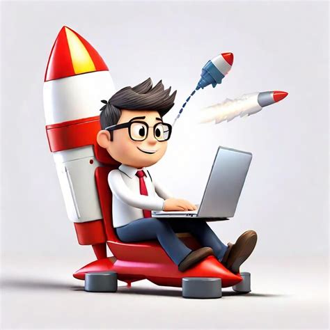 Premium Ai Image 3d Cartoon Character Cute Businessman Using A Laptop Computer And Driving A