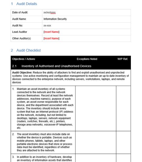 Audit Program For Information Security Grcready