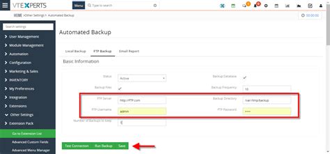 Backup Vtiger Database To A Ftp Server Vtiger Experts