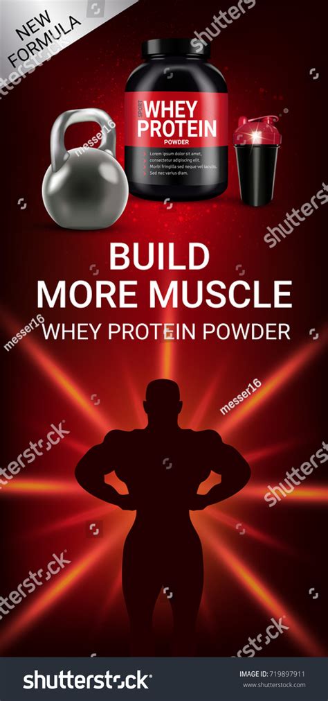 Protein Cocktail Ads Vector Realistic Illustration Stock Vector