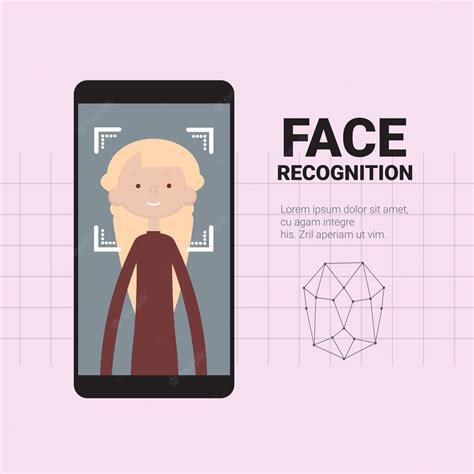 Premium Vector Smart Phone Scanning Woman Face Modern Recognition System Access Control