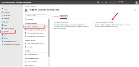 intune device compliance trend report endpoint manager device