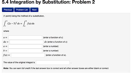 Solved Integration By Substitution Problem Previous Chegg