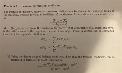 Problem Pearson Correlation Coefficient The Chegg