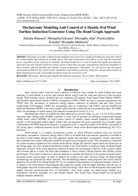 Pdf Mechatronic Modeling And Control Of A Doubly Fed Wind Turbine Induction Generator Using