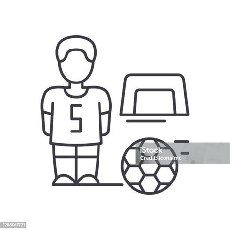 축구 선수 아이콘 선형 격리 된 일러스트레이션 얇은 선 벡터 웹 디자인 기호 흰색 배경에 편집 가능한 스트로크와 개요 개념 기호 개체 그룹에 대한 스톡 벡터 아트 및 기타