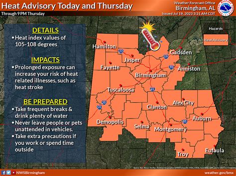 Triple Digit Heat Index Values Expected In Portions Of Alabama