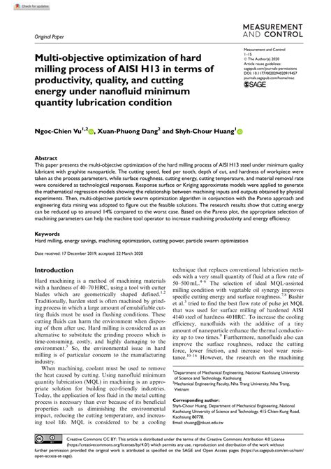 Pdf Multi Objective Optimization Of Hard Milling Process Of Aisi H13 In Terms Of Productivity