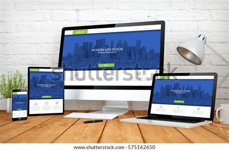 3d rendering multidevices responsive modern website stock illustration