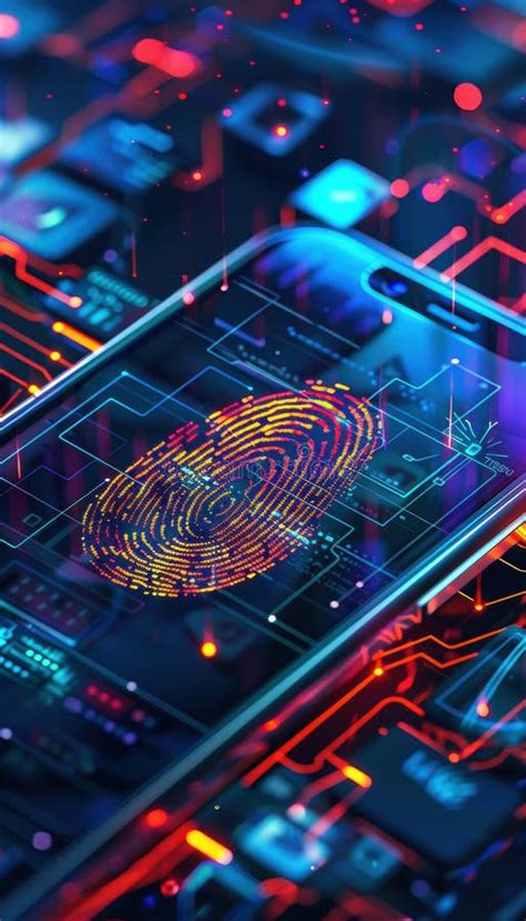 futuristic biometric security with digital fingerprint scanner for enhanced data protection