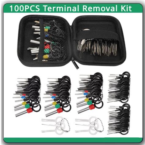 100pcs Terminal Removal Tool Pin Ejector Wire Kit Extractor Connector