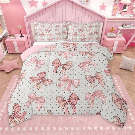 Homewish Retro Bow Ribbon Queen Comforter Setgeometric Polka Dot