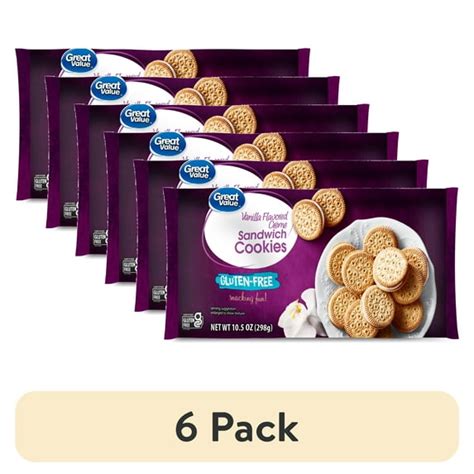 6 Pack Great Value Gluten Free Vanilla Crème Sandwich Cookies 10 5