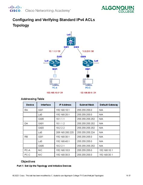 05 L Standard Acl Networking Lab Notes Configuring And Verifying