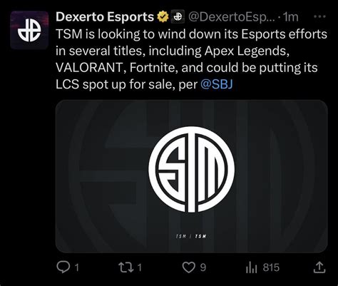 Tsm Looking To Wind Down Esports Operations Including Apex Team Per