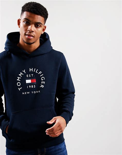 Tommy Hilfiger Flag Arch Hoodie Desert Sky Terraces Menswear