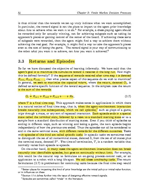 Finite Horizon And Infinite Horizon 54 Chapter 3 Finite Markov Decision Processes Is Thus