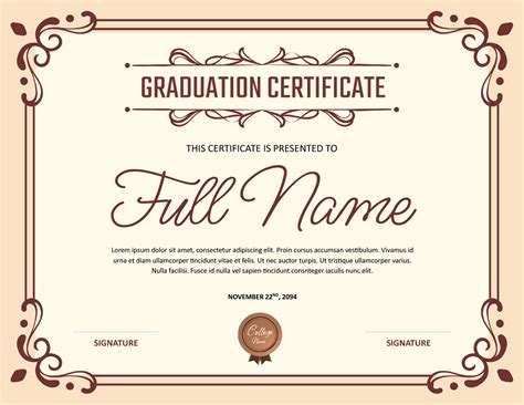 Free Editable Graduation Certificate Templates Highfile