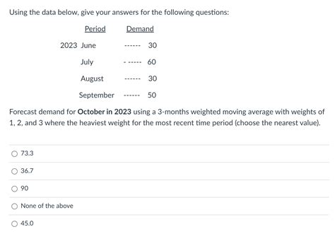solved using the data below give your answers for the