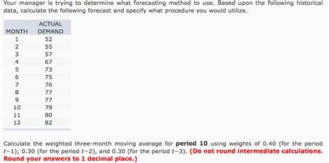 Solved Your Manager Is Trying To Determine What Forecasting