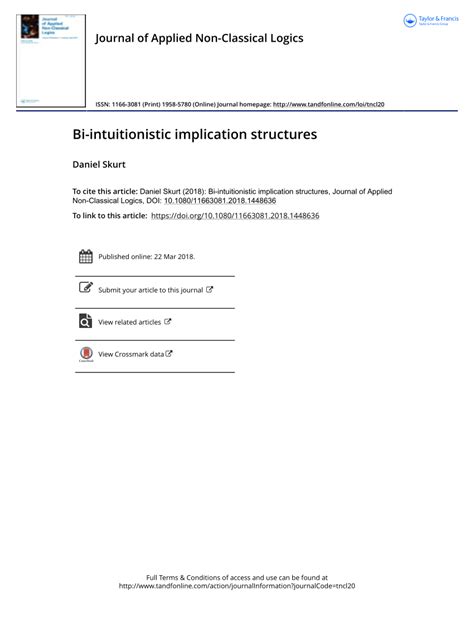 Pdf Bi Intuitionistic Implication Structures
