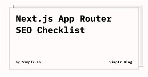 next js app router seo checklist simplr blog