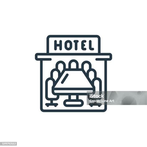 이벤트 관리 개념에서 회의실 아이콘 벡터입니다 회의실 편집 가능한 스트로크의 얇은 선 그림입니다 웹 및 모바일 앱 로고 인쇄