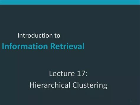 Ppt Lecture 17 Hierarchical Clustering Powerpoint Presentation Free
