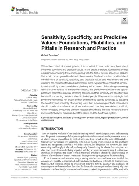 sensitivity specificity and predictive values pdf sensitivity and