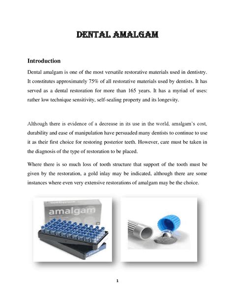 Dental Amalgam Lecture Notes Dentistry Docsity