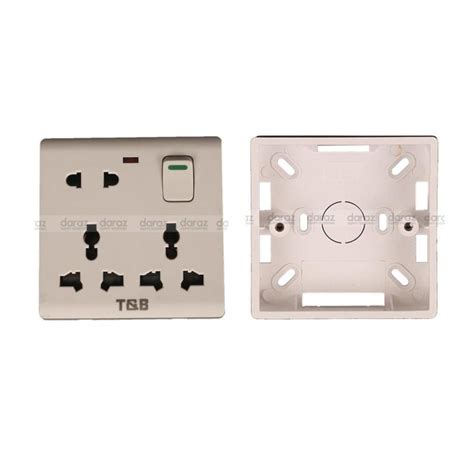 Electric 8 Pin Wall Multi Socket With Indicator 3 Pin Double And 2 Pin With Switch And 1 Gang