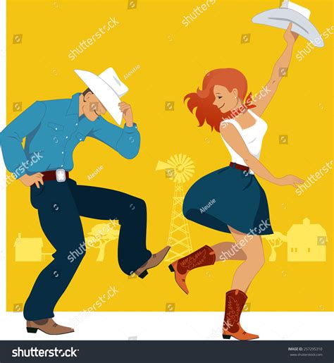 Cowboy Cowgirl Dancing Country Western Dance Stock Vector Royalty Free
