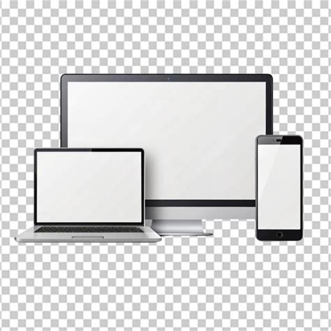 Set Of Realistic Monitor Laptop Tablet Smartphone Set Of Devices With Empty Screens Electronic