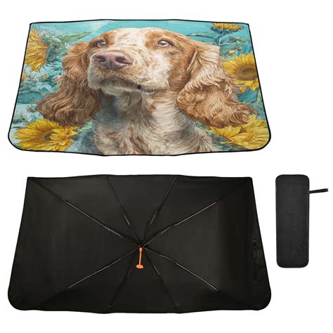 Qxltty Cocker Spaniel Dog Windshield Sun Shade Umbrella Protect Car