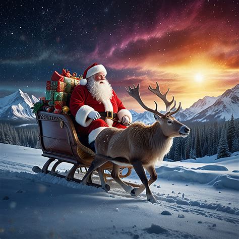 산타클로스는 마술과 환호로 겨울 풍경을 빛낸다 축하 눈 크리스마스 배경 일러스트 및 사진 무료 다운로드 Pngtree