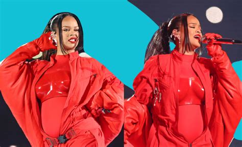 Rihanna Reveals Baby Bump In Red Loewe Mechanic Suit During Smashing Super Bowl Show