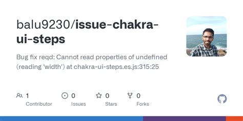GitHub Balu Issue Chakra Ui Steps Bug Fix Reqd Cannot Read Properties Of Undefined