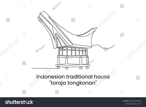 single one line drawing toraja house stock vector royalty free 2193770789 shutterstock