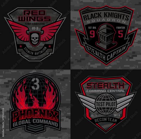 Stealth Pilot Military Patch Emblems Stock Vector Adobe Stock