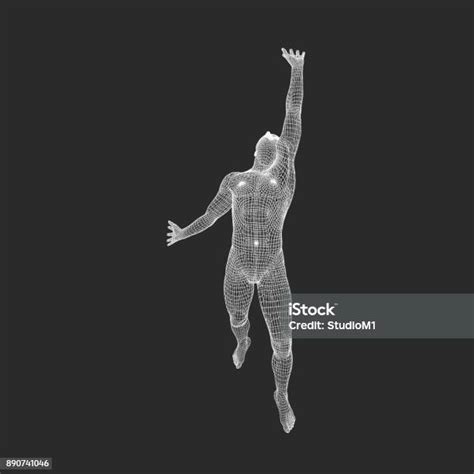 실행 남자 인간의 팔 스포츠 대회에 대 한 실루엣입니다 승리 축 하입니다 남자 벡터 일러스트 레이 션의 3d 모델입니다 3차원 형태에 대한 스톡 벡터 아트 및 기타 이미지