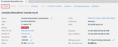 Cara Management Start Stop Restart Cloud VPS IDCloudHost