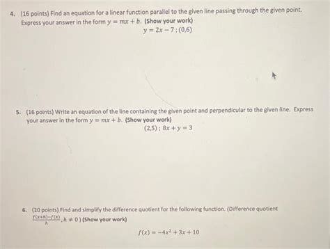 Solved 3 16 Points Find An Equation Of The Line