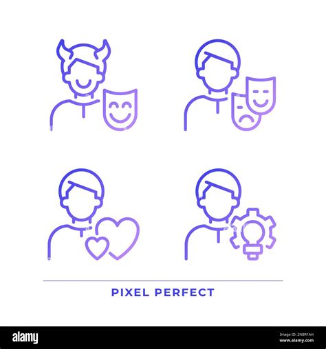 personal traits pixel perfect gradient linear vector icons set stock